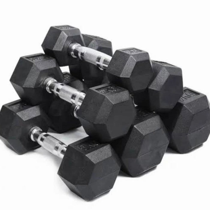 Hex Rubber Dumbbell Set 2.5kg-25kg | 10pair | 275kg – BINARAGANET